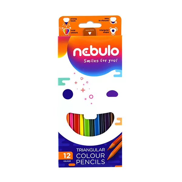 Színes ceruza NEBULO háromszögletű 12 db/készlet - Kreativjá